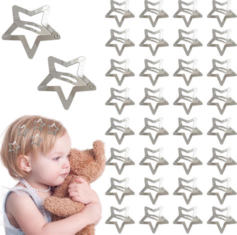30pcs Star Hair Clips Silver Hollow Star Hair Clips Y2k Accessories