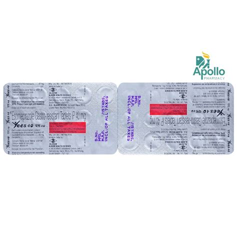 Yees 40 Tablet 15s Price Uses Side Effects Composition Apollo