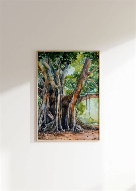 Banyan Tree Painting Download Nature Watercolor Print Printable