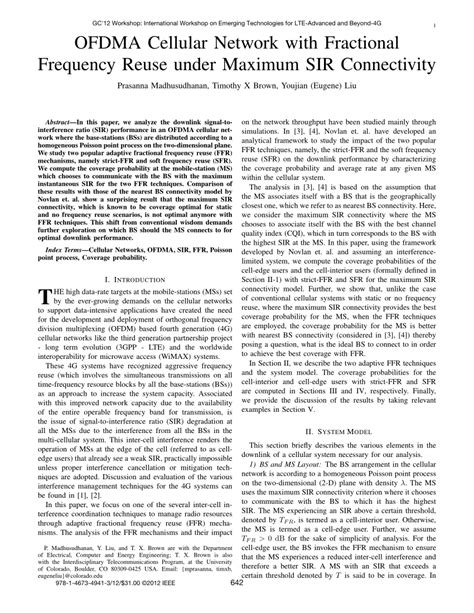 Pdf Ofdma Cellular Network With Fractional Frequency Reuse Under