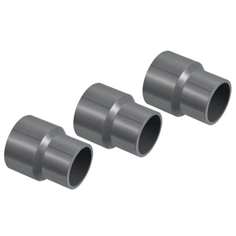 Uxcell 40x32mm Pvc Reducer Pipe Fitting Straight Coupling Connector Gray 3 Pack