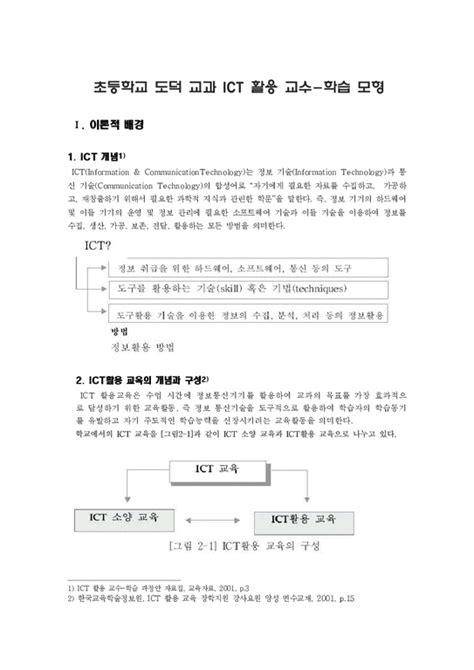 사회교육 초등학교 도덕 교과 Ict 활용 교수 학습 모형 인문교육