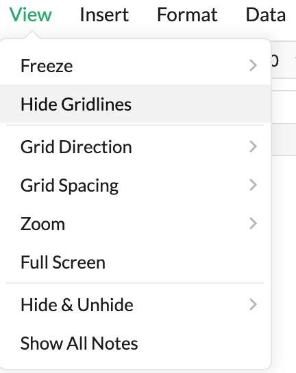 hide unhide the grid lines in a sheet