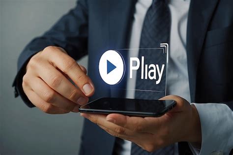 Premium Photo Initiating Projects Businessman Pressing Play Button For Technological Presentation