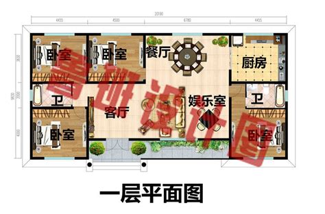 20米x10米自建一层房子设计图，大开间小进深也可以很美！一层别墅设计图鲁班设计图纸官网