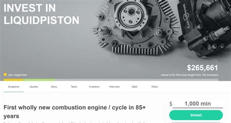 Liquid Piston Startup Equity Investment Offering