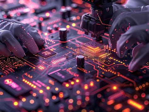 Semiconductor Industry Conception Hightech Computer Board With Chip Circuit Board Cpu Processor