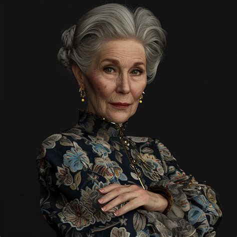 3d Rendered Photo Of Medium Shot Beautiful Old Woman Posing Premium