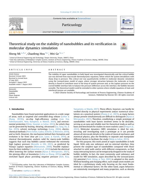 PDF Theoretical Study On The Stability Of Nanobubbles And Its Verification In Molecular