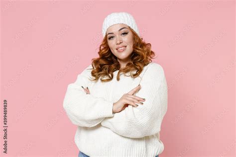 Smiling Beautiful Young Redhead Plus Size Body Positive Woman 20s In