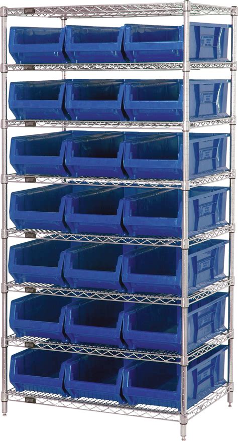 Quantum Wr8 952bl 24w 36d 74h Bin Systems Unit Blue Bins Chrome