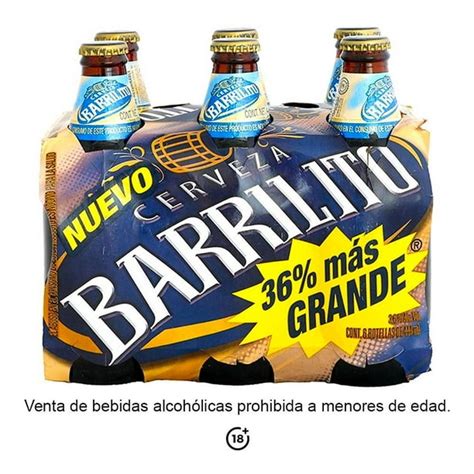Cerveza Clara Barrilito 6 Botellas De 444 Ml Cu Bodega Aurrera
