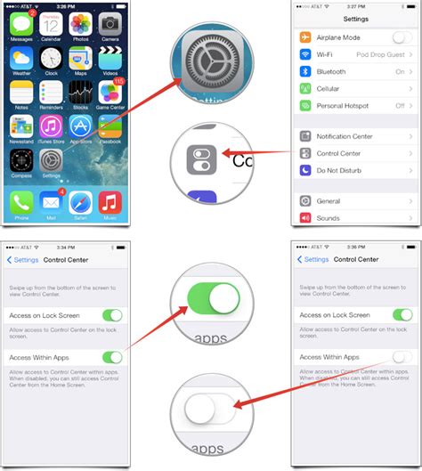 how to disable access to control center from within apps in ios 7 aivanet