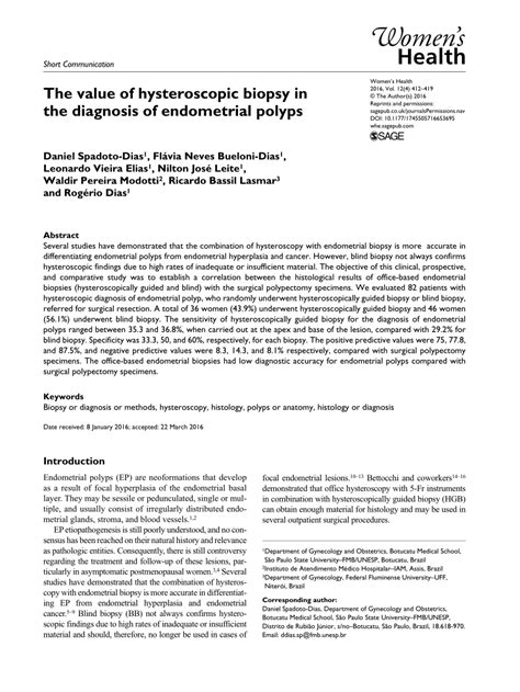 Pdf The Value Of Hysteroscopic Biopsy In The Diagnosis Of Endometrial