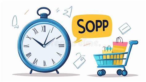 Time Management Concept With Clock And Shop Text In Speech Bubble Stock