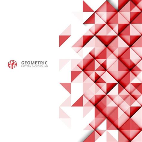 Download Abstract Red Geometric Triangles Pattern On White Background With Copy Space Vector