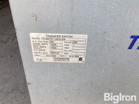 Thomson Technology Manual Transfer Switch Agriculture Bigiron