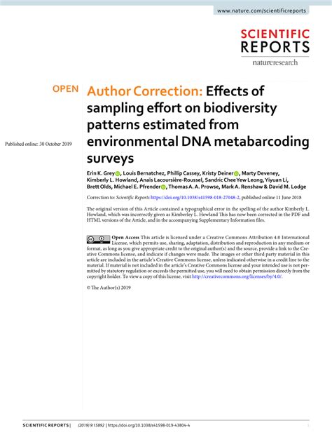 Pdf Author Correction Effects Of Sampling Effort On Biodiversity