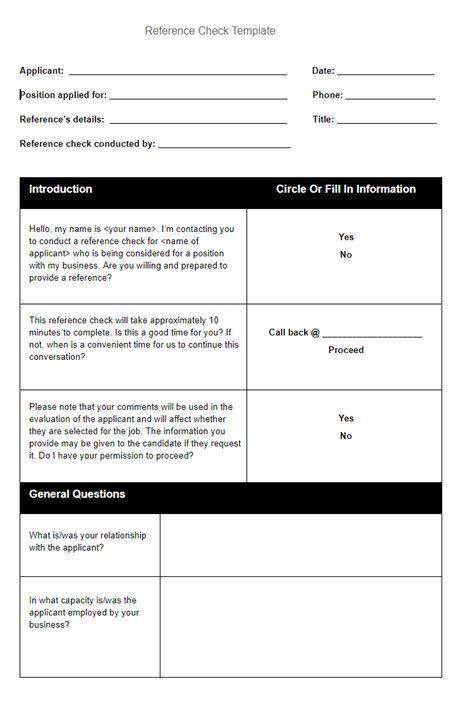 Reference Check Templates 10 Free Printable Word Excel And Pdf Formats Samples Examples