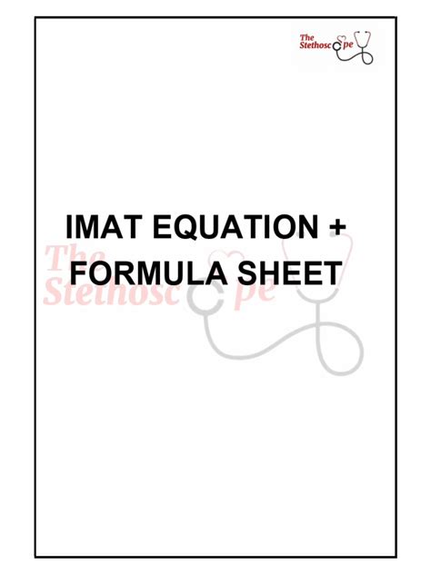 Imat Equation Formula Sheet Pdf Trigonometric Functions