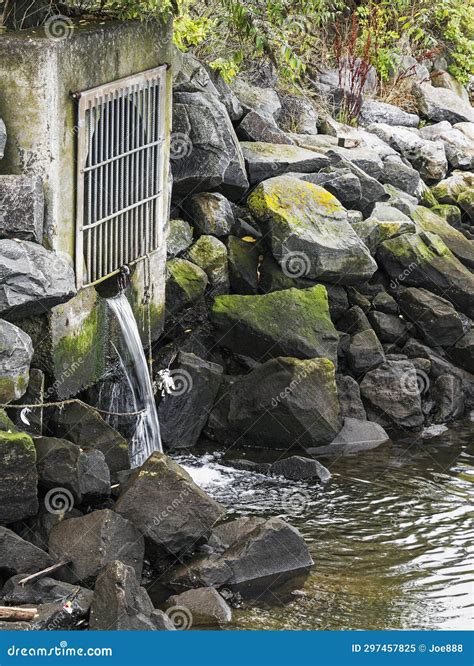 Overflow Point Where Sewage May Escape Into The Sea Uk Stock Image
