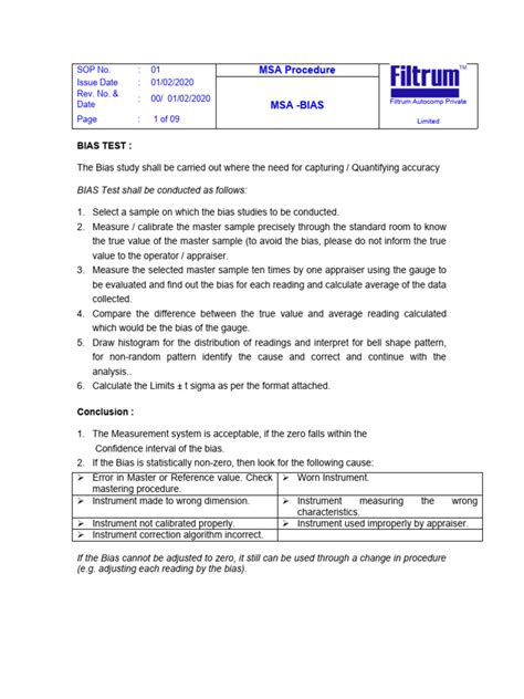 msa procedure pdf calibration sampling statistics
