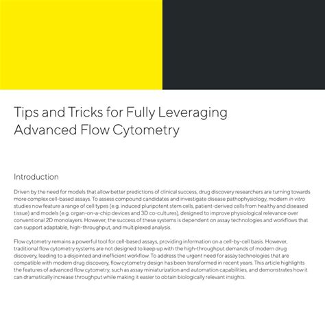 Article Tips And Tricks For Fully Leveraging Advanced Flow Cytometry