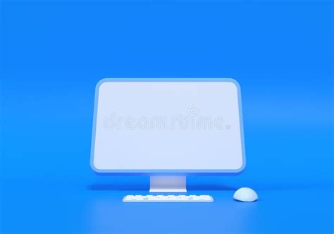 3d Minimal Desktop With Blank Screen Mockup Empty Screen For Text And Logo Replacement Concept