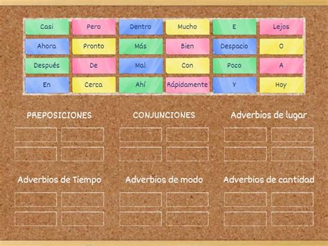 Preposiciones Conjunciones Y Adverbios Group Sort