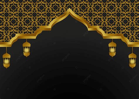 Black Gold Islamic Geometric Pattern Background