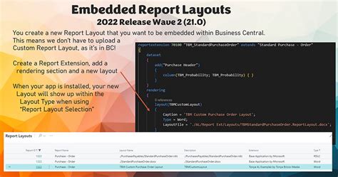 embedded report layouts in business central bc development notebook