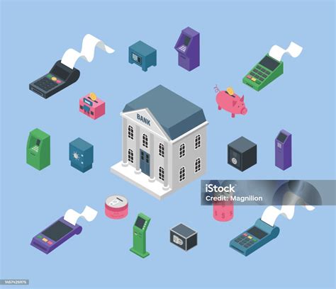 Banking System Payment System Terminals Payment Methods Isometric Set