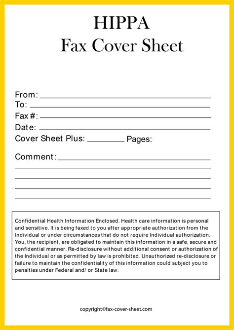 Hipaa Fax Cover Sheet Templates Printable In Pdf Format