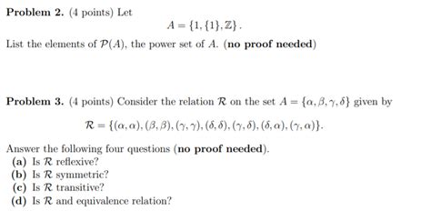 solved problem 2 4 points let a {1 {1} z} list the