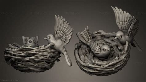 Bird Figurines Birds In The Nest Stkb0005 3d Stl Model For Cnc