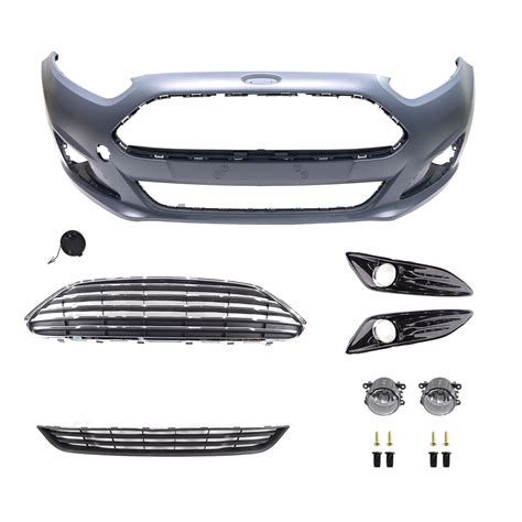 Front Bumper Cover Wtow Hole And Grills Fits 14 19 Ford Fiesta Wtow