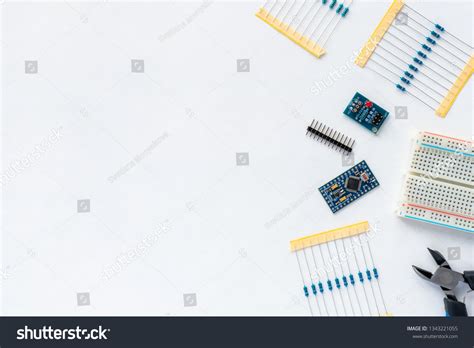 Diy Arduino Flat Layout On White Stock Photo 1343221055 Shutterstock