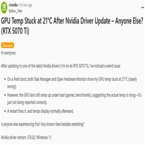 Nvidia Driver 57602 Causes Temperature Bug After Exiting Sleep