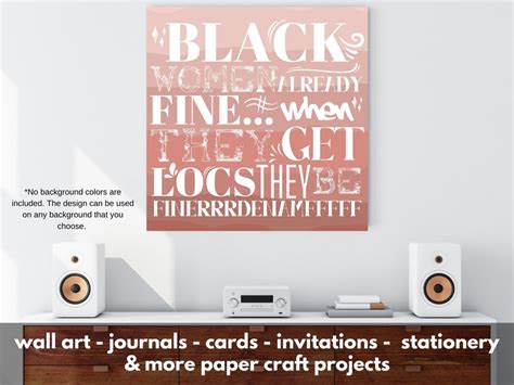 Black Woman Locs Design Black And White Fonts Png Pdf For Sublimation