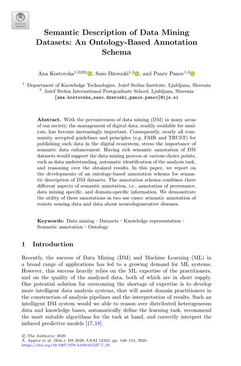 Pdf Semantic Description Of Data Mining Datasets An Ontology Based Annotation Schema