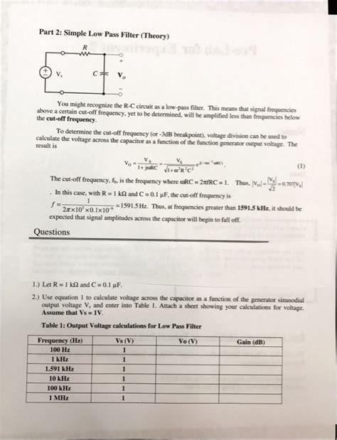 Solved You Might Recognize The R C Circuit As A Low Chegg