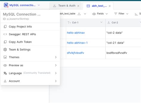Nocodb Connect With Mysql Database As A Spreadsheet Abhinavs Blog