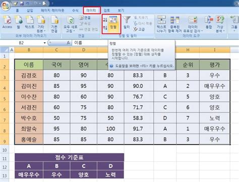 엑셀 오름차순 내림차순 정렬 네이버 블로그