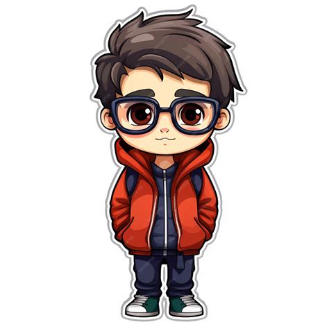 Premium Ai Image Cartoon Boy In Glasses And Jacket Standing With His