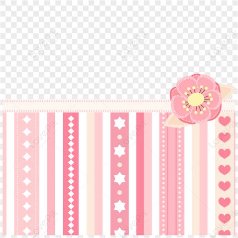꽃 일러스트 장식 핑크 스트라이프 아기 귀여운 테두리분홍어린이 Png 일러스트 무료 다운로드 Lovepik