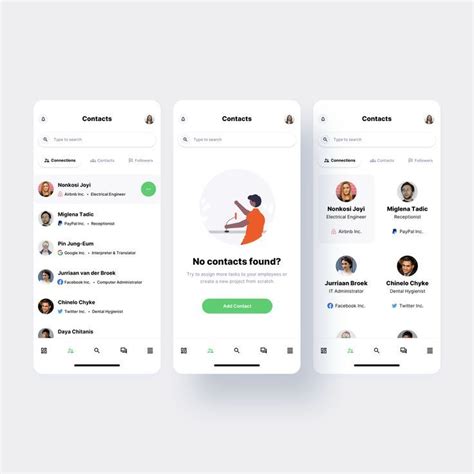 employees list contacts workster ui kit for job boards app ui