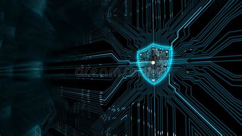 Futuristic Cybersecurity Shield With Circuit Patterns And Glowing Effects Stock Footage Video