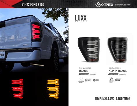 Alpharex 21 22 Ford F150 Luxx Led Projector Tail Lights Alpha Black