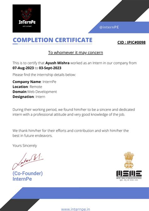 Ayush Mishra On Linkedin Internship Webdevelopment Training Internpe