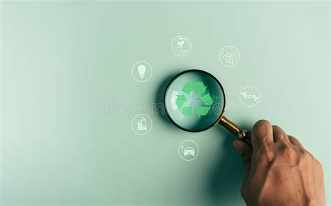 Magnifier Focus To Recycling Icon On Global Earth Decrease Co2 Or